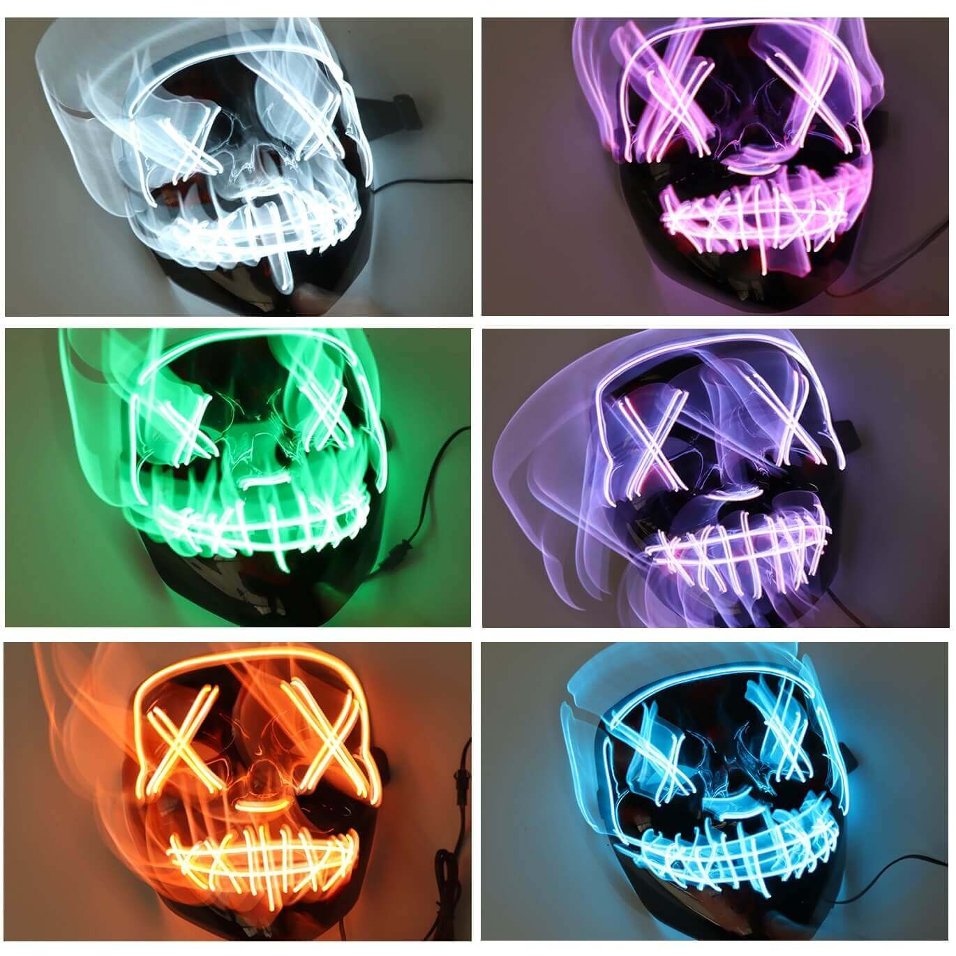 Glow In The Dark Halloween Led Mask - Quymart Apparel