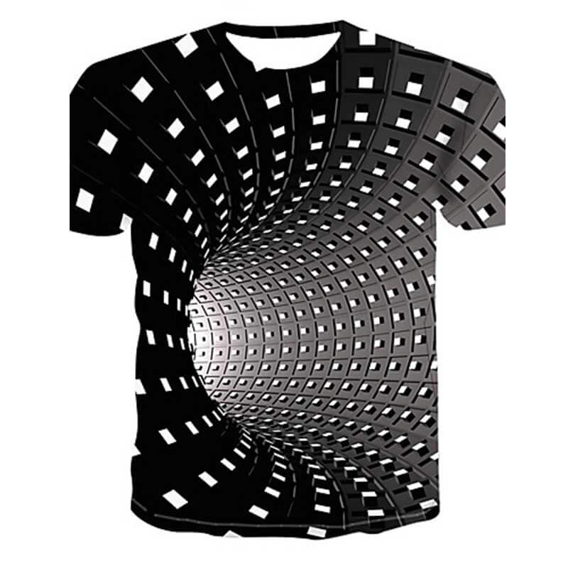 3D Geometric Print Round Neck - Quymart Apparel