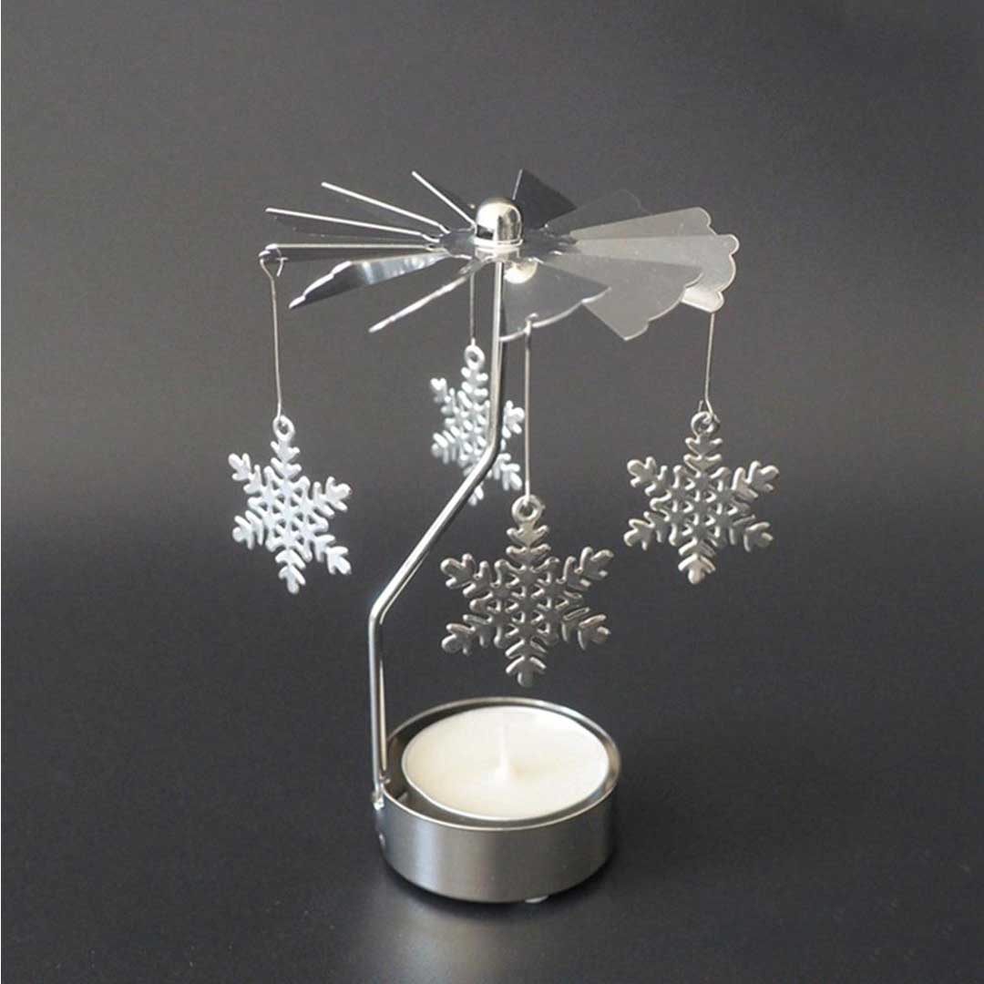 Christmas Metal Rotating Candlestick - Home & Garden