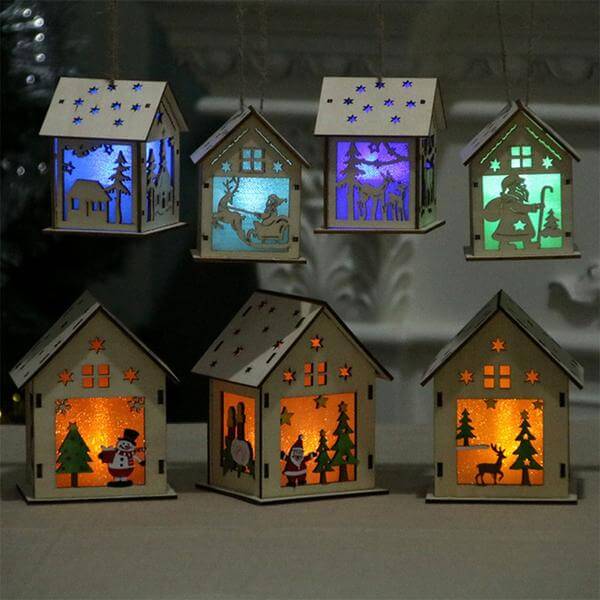 LED Light Wood House Halloween Christmas Decoration - Home & Garden