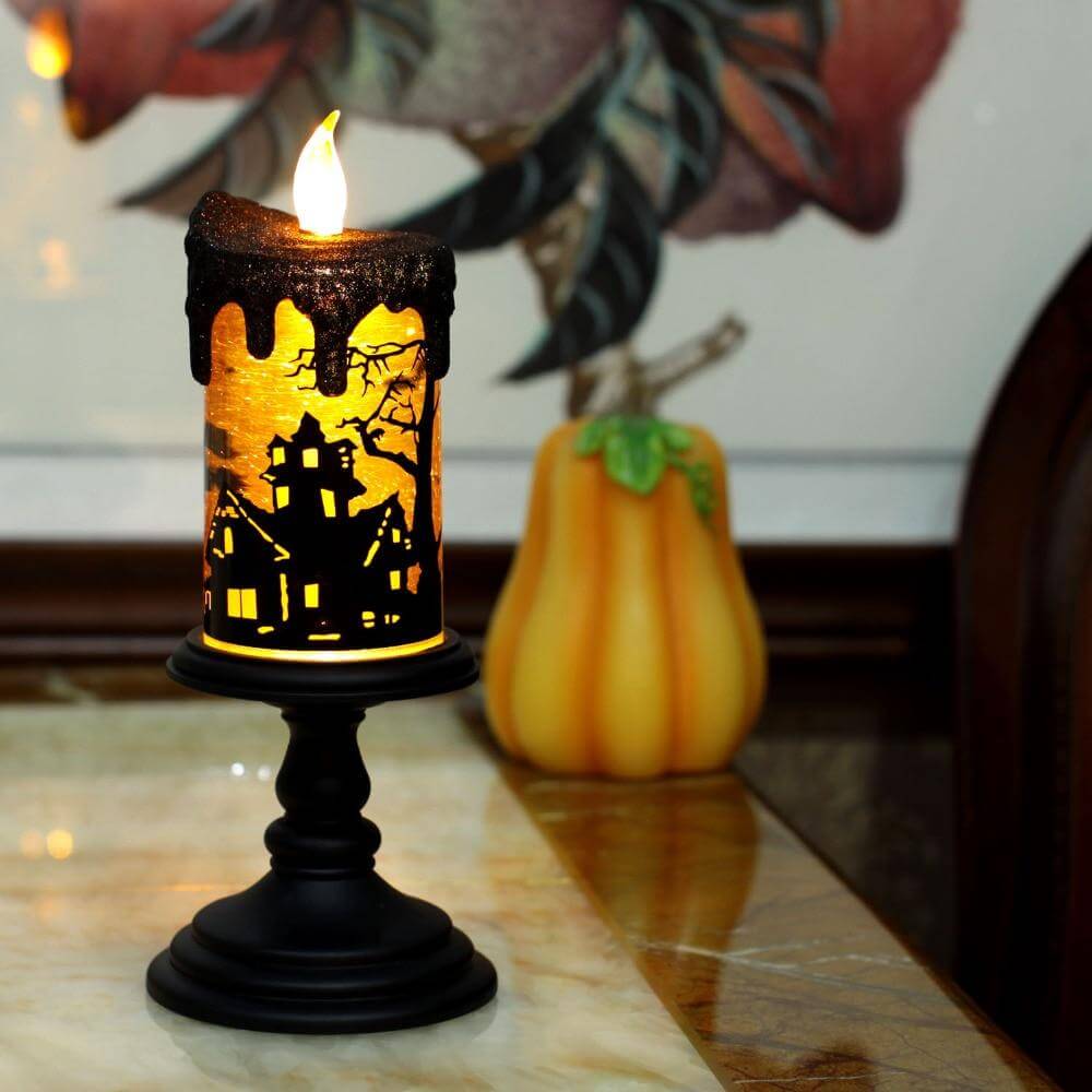 GIVEU Halloween Lamp Flameless Candle in Witch - Home & Garden